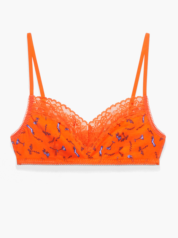 Cotton Essentials Lace-Trim Bralette in Multi & Orange & Red | SAVAGE X FENTY