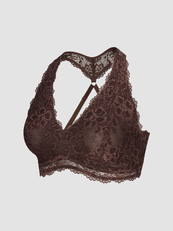 Floral Lace Racerback Bralette in Brown | SAVAGE X FENTY