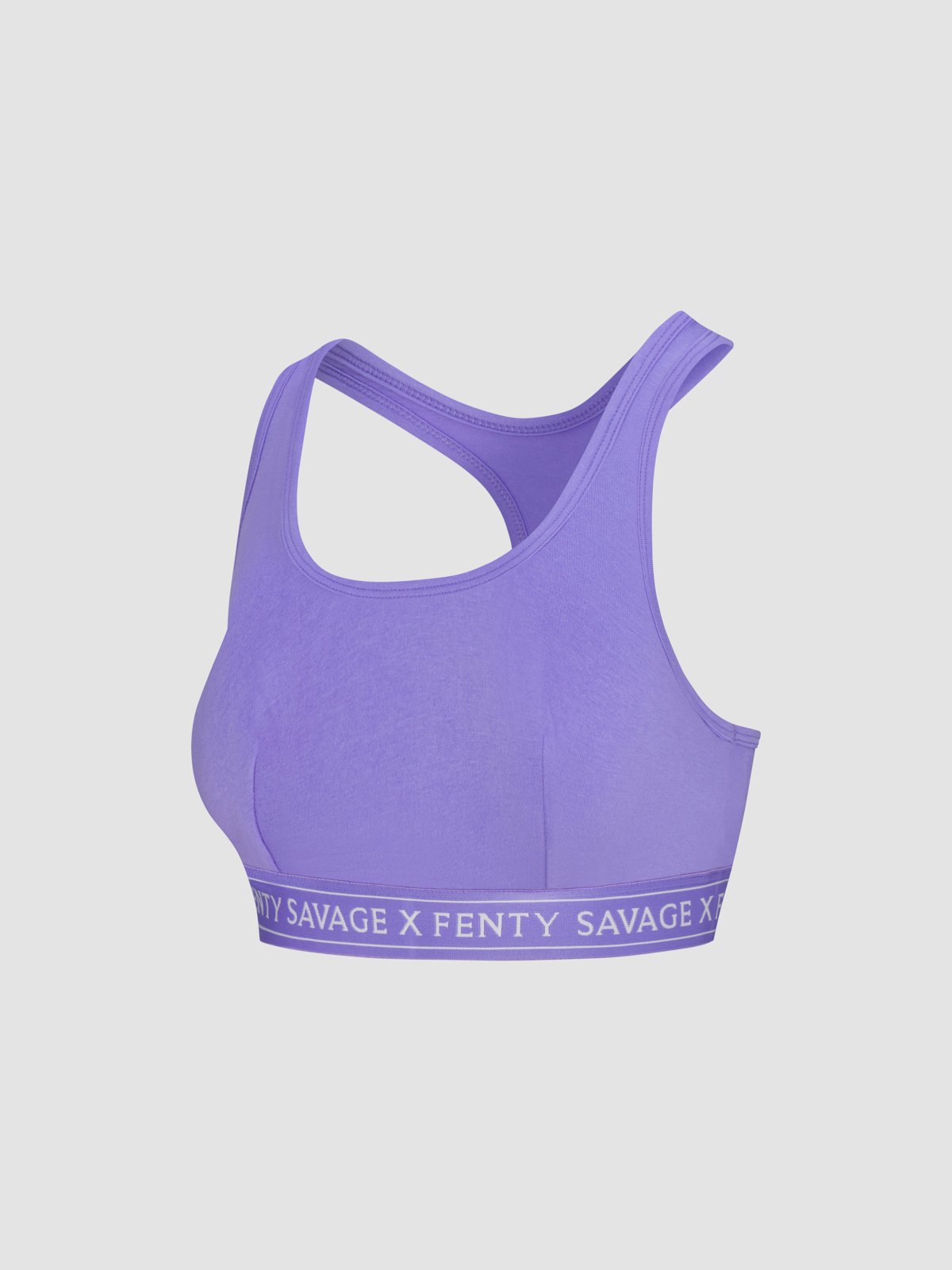Cotton Essentials Logo-Trim Racerback Bralette in Blue | SAVAGE X FENTY