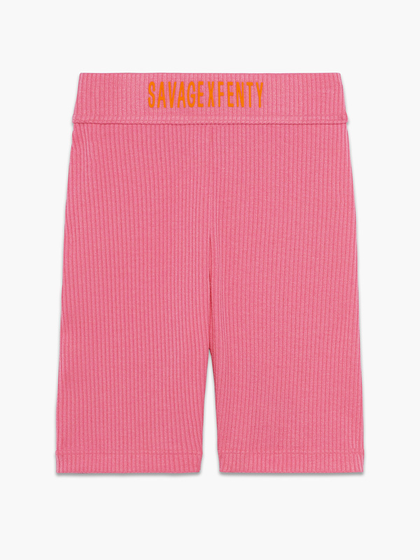 Essential Heavy Rib Logo Bike Short in Pink | SAVAGE X FENTY