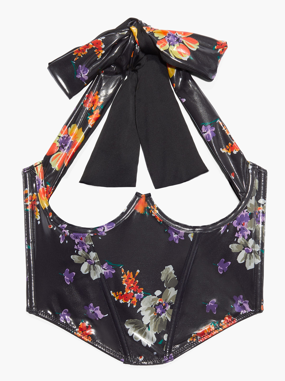 Night Blooms Cupless Halter Corset in Black & Multi | SAVAGE X FENTY