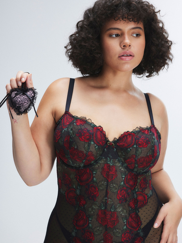 Les Roses Lace Underwire Slip - Savage