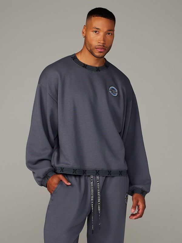Essential Holographic Logo-Trim Sweatshirt - Savage