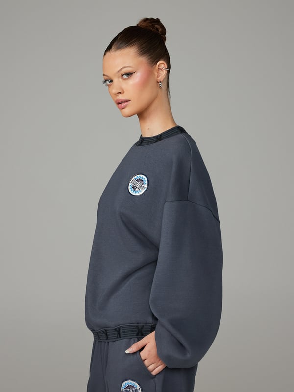Essential Holographic Logo-Trim Sweatshirt - Savage