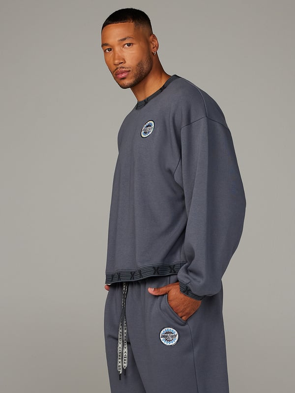 Essential Holographic Logo-Trim Sweatshirt - Savage