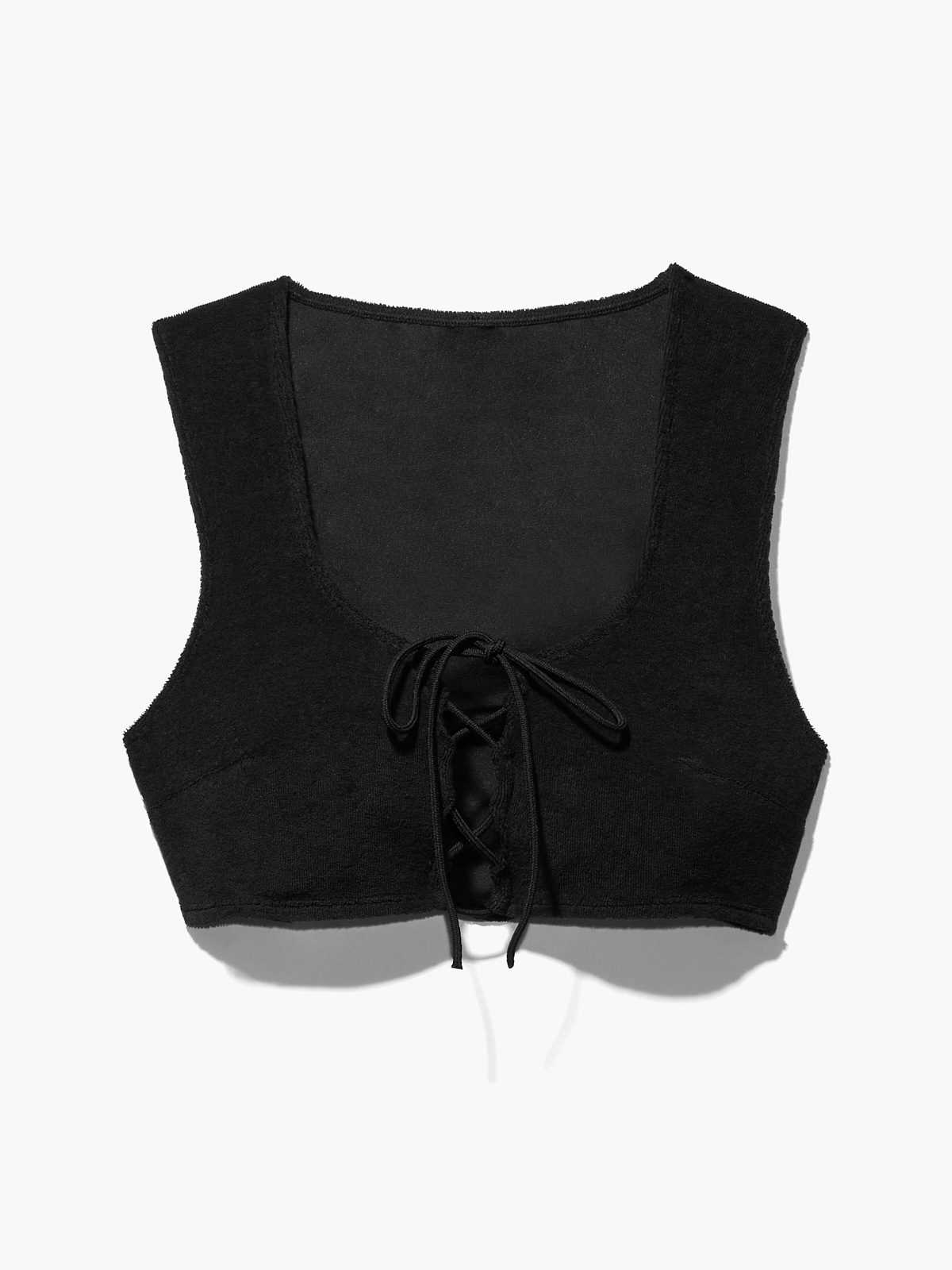 70s Terry Sleeveless Crop Top with Tie Front in Black | SAVAGE X FENTY
