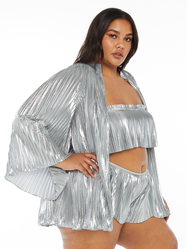 Pleated Lamé Bed Jacket - Savage