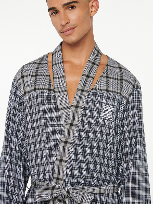 Remixed Plaid Long Robe - Savage