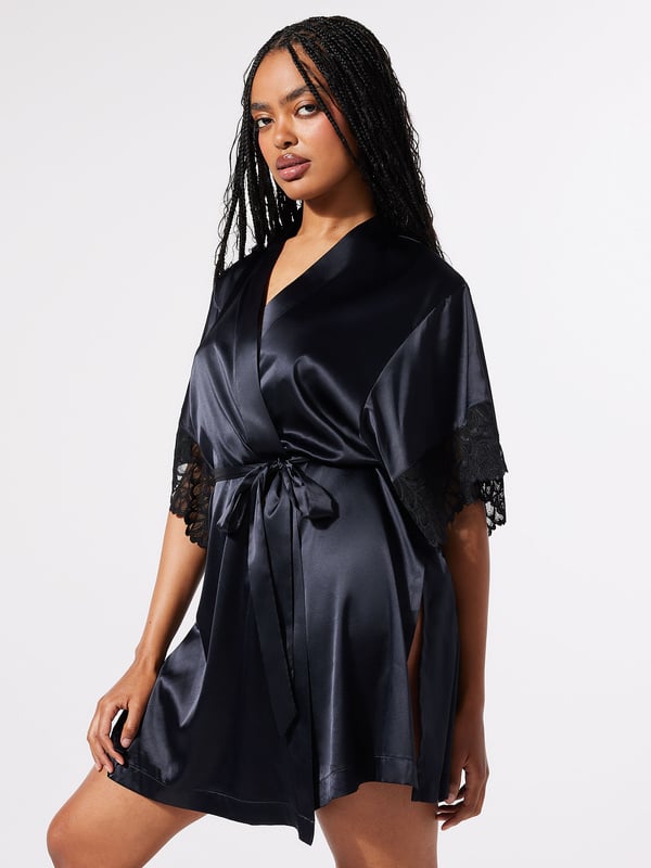 Savage Not Sorry Satin Short Robe - Savage