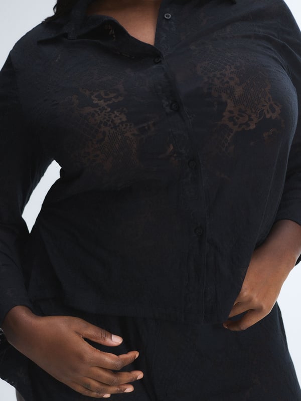 Floral Burnout Sleep Button-Down Shirt - Savage