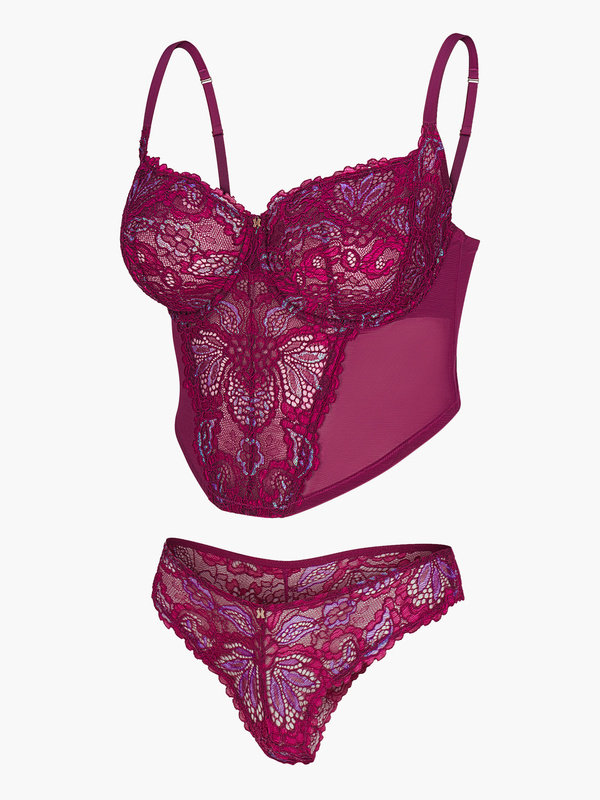 Romantic Corded Lace Metallic 2-Piece Set - Savage