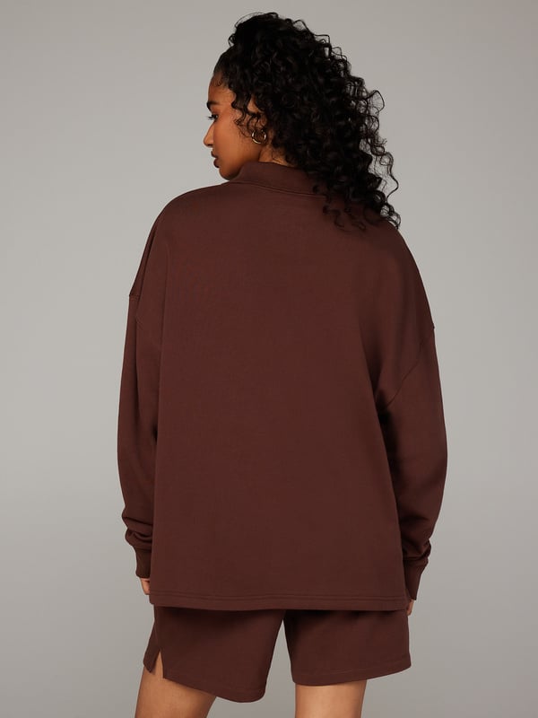 Essential Terry Classic Long-Sleeve Polo - Savage