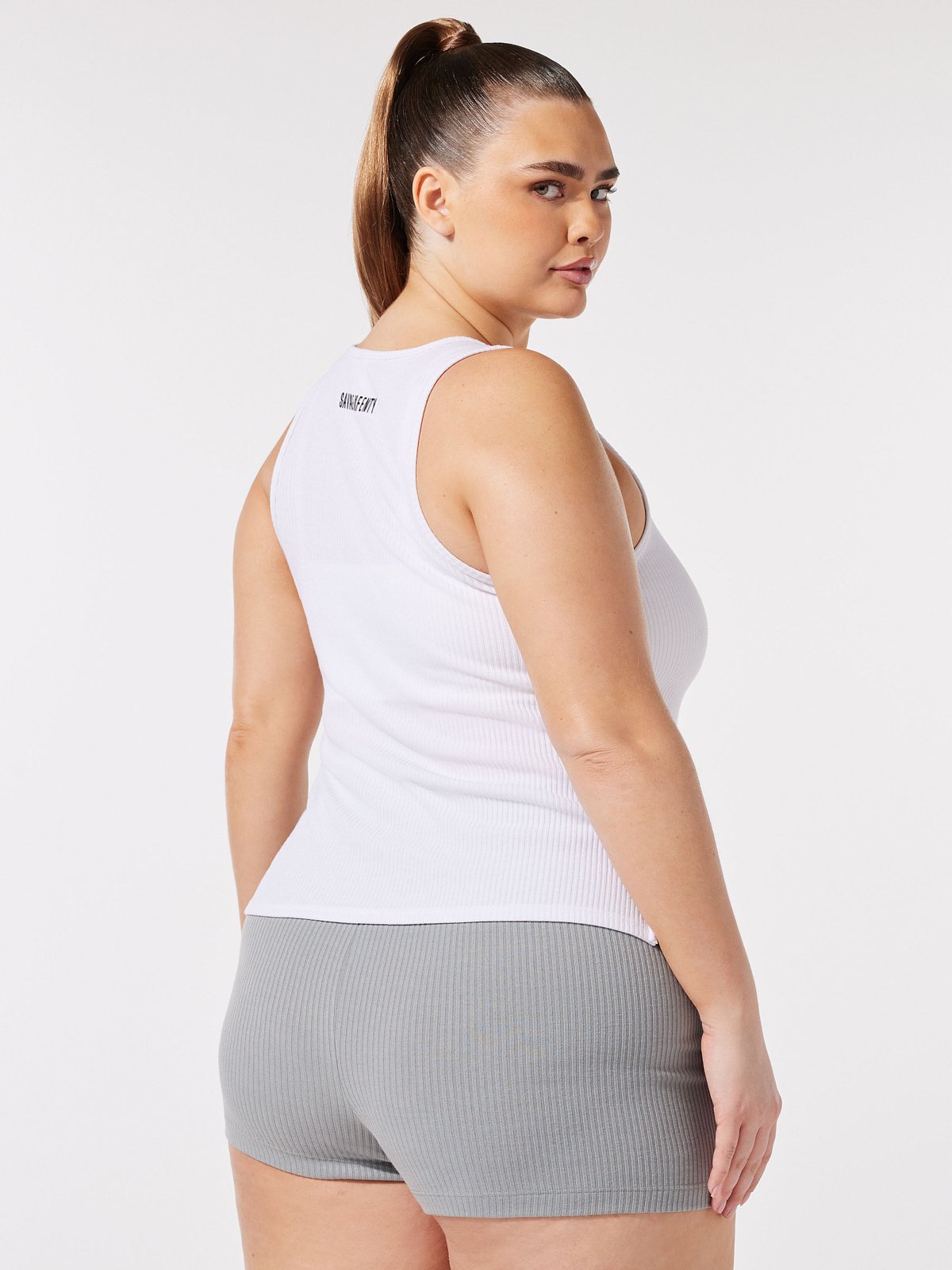 Essential Heavy Rib Square-Neck Tank in White | SAVAGE X FENTY