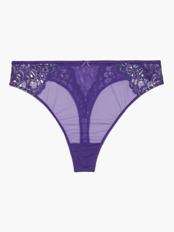 Metallic Lace High-Waist Thong - Savage