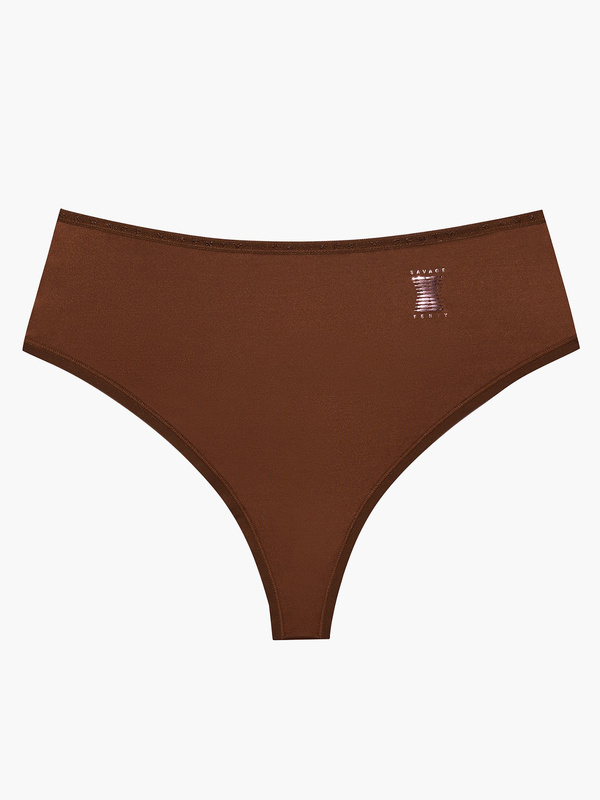Core Microfiber Thong with Logo Waistband in Brown | SAVAGE X FENTY