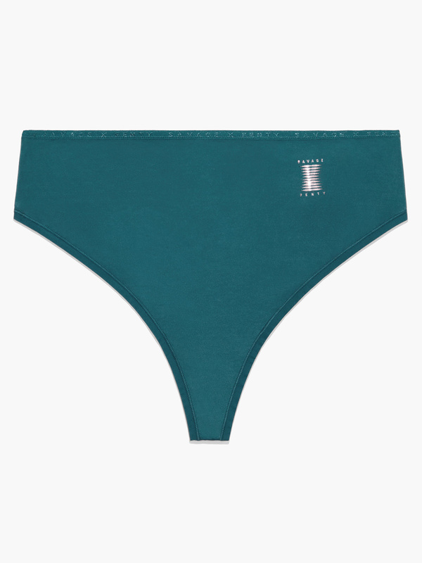Core Microfiber Thong with Logo Waistband in Blue | SAVAGE X FENTY
