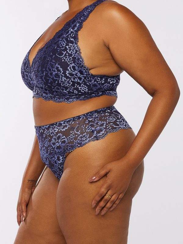 Floral Lace High-Waist Thong - Savage