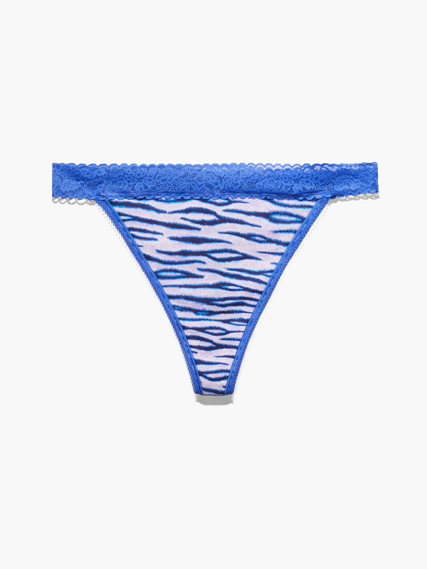 Cotton Essentials Thong in Blue & Multi | SAVAGE X FENTY