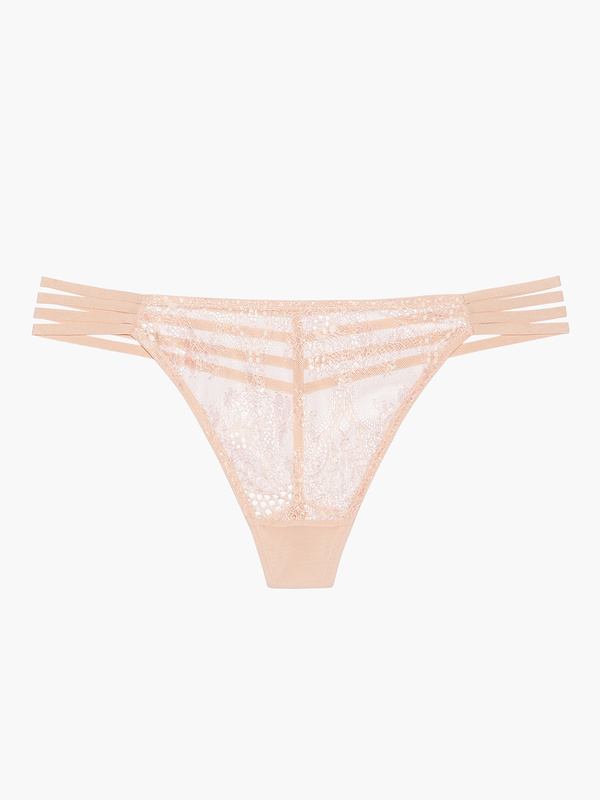 Hyper Real Metallic Lace Strappy G-String - Savage