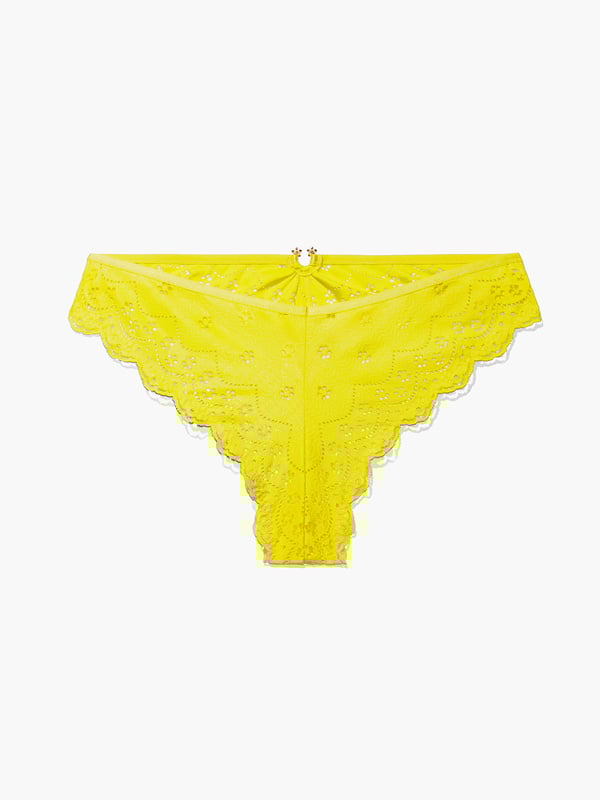 Bombshell Broderie High Leg Lace Thong in Yellow | SAVAGE X FENTY