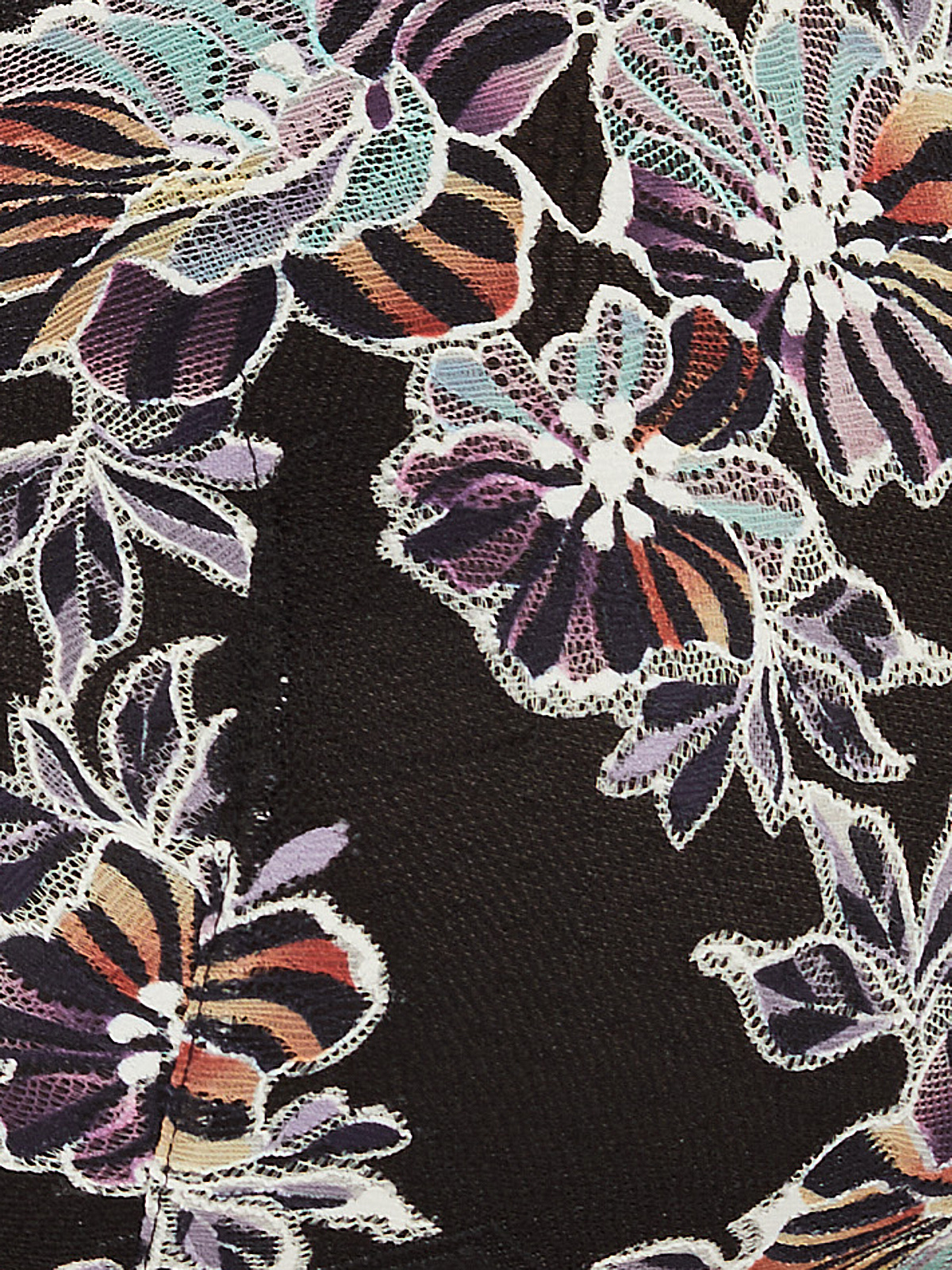 Zig Zag Zen High Leg Lace Thong in Black & Multi & White | SAVAGE X FENTY