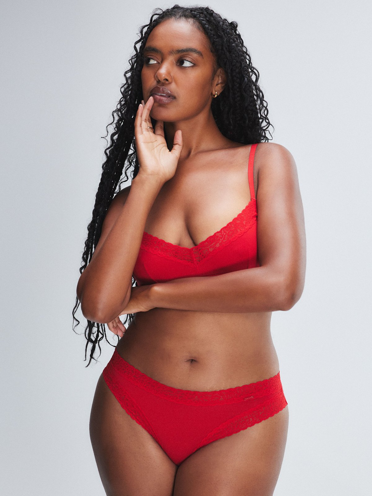 Cotton Essentials Lace-Trim Cheeky Panty in Red | SAVAGE X FENTY