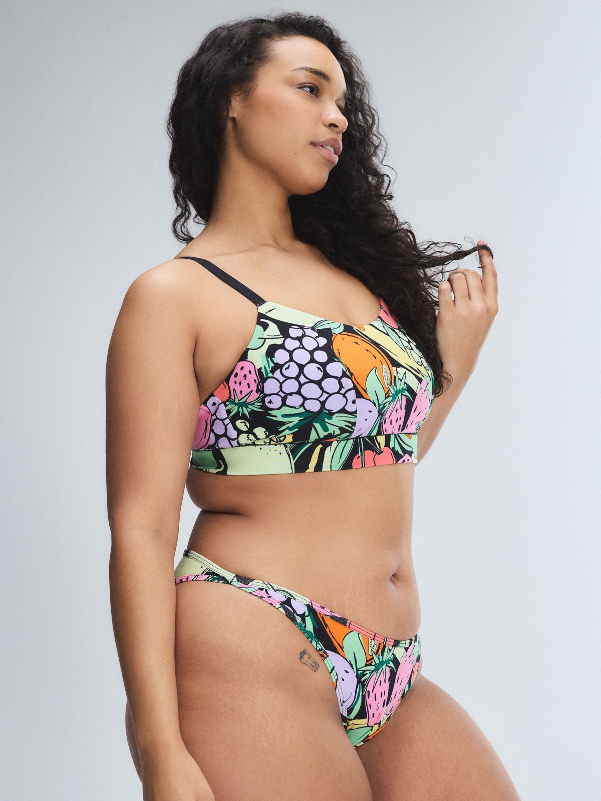 Cotton Essentials High-Leg Bikini Panty in Black & Multi | SAVAGE X FENTY