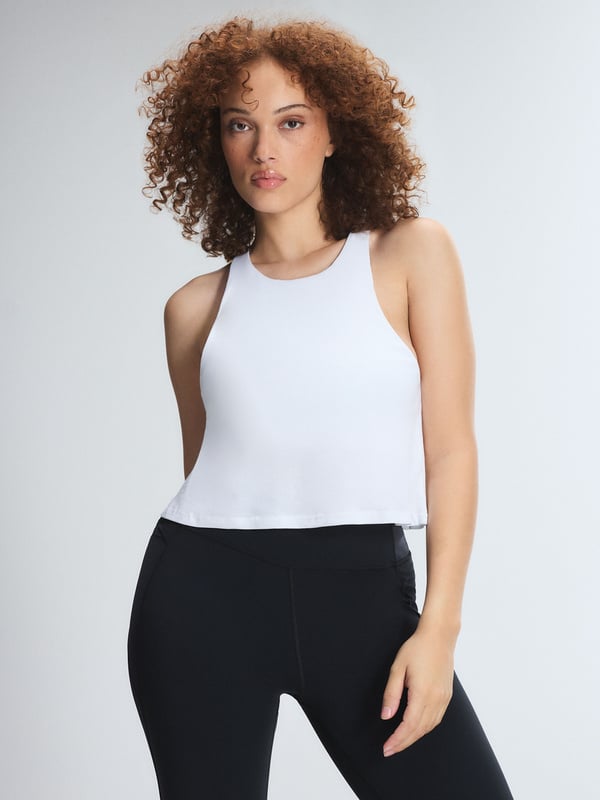 Lit Luster Crop Shelf Bra Tank - Savage